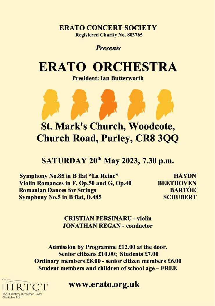 Erato Orchestra Concert - May 23 at St Mark's Church, London on ...