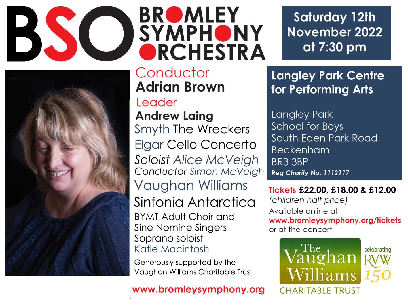 Bromley Symphony Orchestra: Smyth, Elgar, Vaughan Williams at Langley Park Centre for the ...