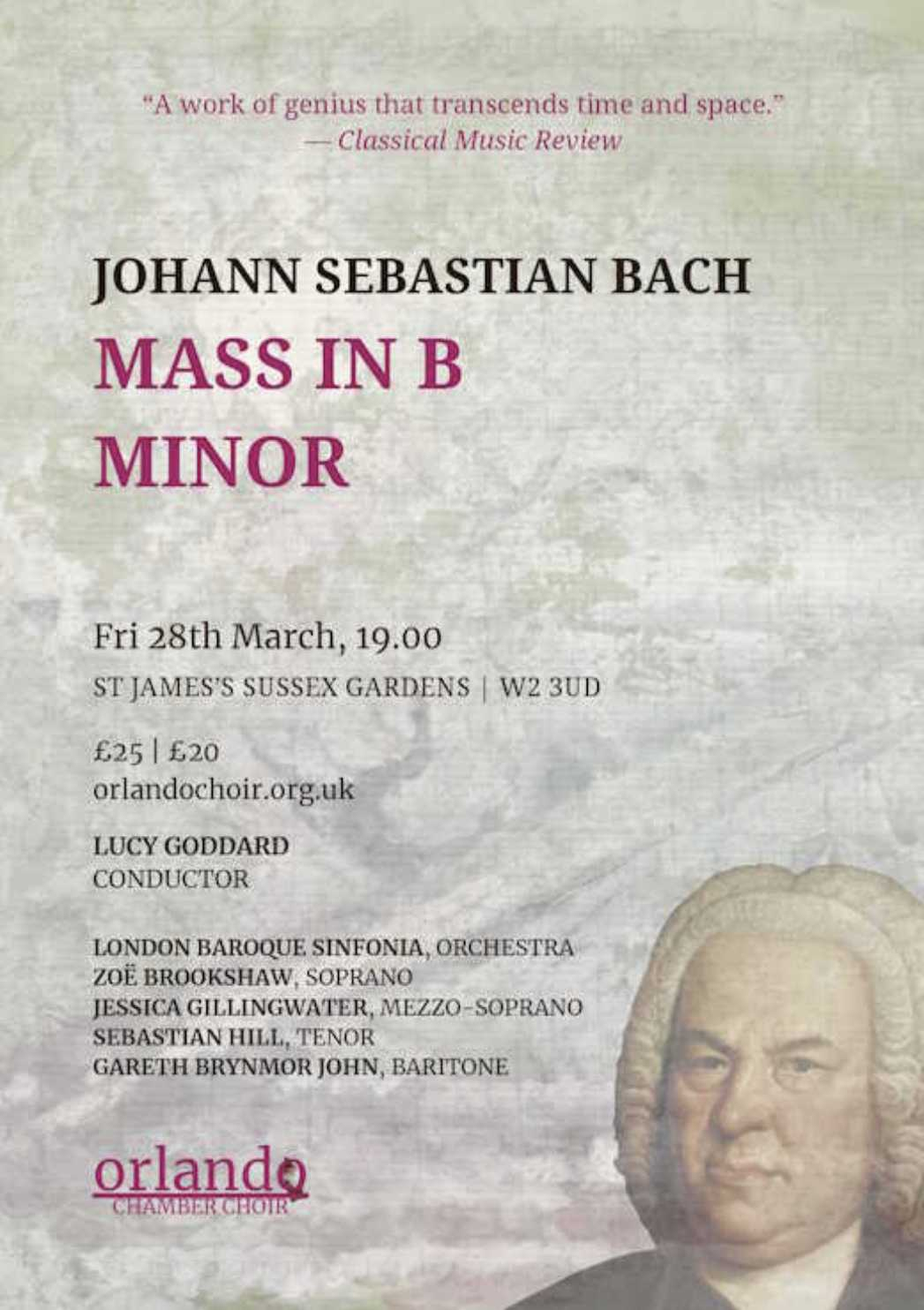 Mass in B Minor at St James's Church, London on Friday 28th March 2025 ...