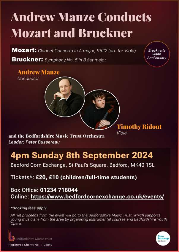 Andrew Manze Conducts Mozart and Bruckner with Timothy Ridout, viola at ...