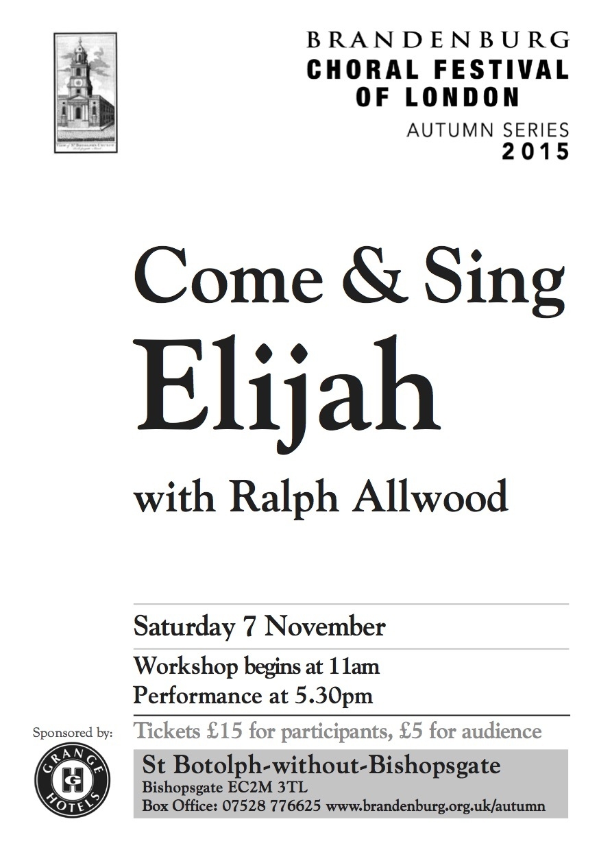 Come & Sing Elijah: A day-long workshop led by the esteemed choral ...